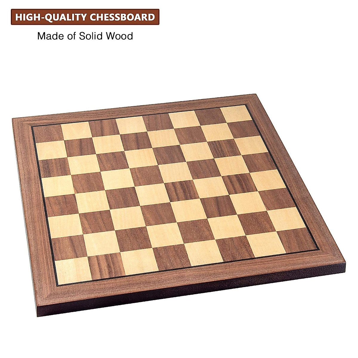 AMEROUS 12 inches Wooden Chess Board Only, Travel Portable Chessboard No Pieces, Professional Chess Board for Beginners, Kids, Adults (Gift Packaging)