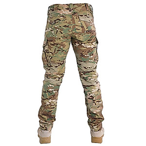 IDOGEAR GL Tactical Pants Multi-camo Combat Pants for Airsoft Military Hunting Paintball Outdoor Sports Slim Fit Style (A:Multi-camo, 32W x 32L)