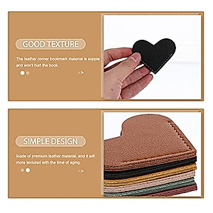 Tofficu Leather Heart Bookmark 6Pcs Handmade Heart Page Corner Decorative Reading Book Marker for Bookworm Book Lover Gifts
