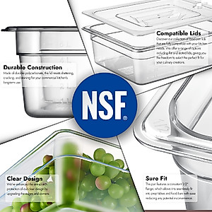 CURTA 6 Pack NSF Food Pans, Half Size 4 Inch Deep, Commercial Polycarbonate Plastic Clear Freezer-Safe