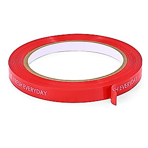 Olaismln Bag Sealing Tape, 3/8 inch x 66 yd Red Poly Tapes, Plastic Produce Bags Tape for Meat Cake Bread Icing (3Pack)