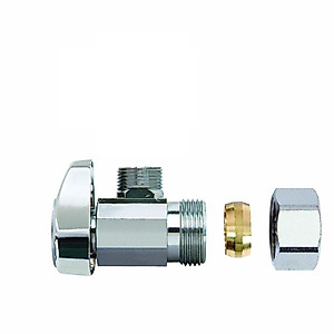 (4-Pack) BrassCraft G2CR19L1X 1/2-in Nominal Comp x 3/8-in OD Outlet Chrome Plated Brass 1/4-Turn Angle Stop Valve Less Outlet Sleeve/Nut (4-Pack)