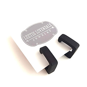 Black Frosted Small Geometric Square Hoop Earrings - SQSM-BK-1