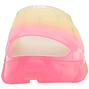 UGG Women's JELLA Clear Watercolors Slide Sandal, Rainbow Blend, 10