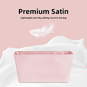 DGAZ Purse Organizer Insert Fits LV Neverfull Mini/PM/MM/GM Bags，Silk Bag Organizer，Luxury Handbag & Tote Shaper（MM, Pink）