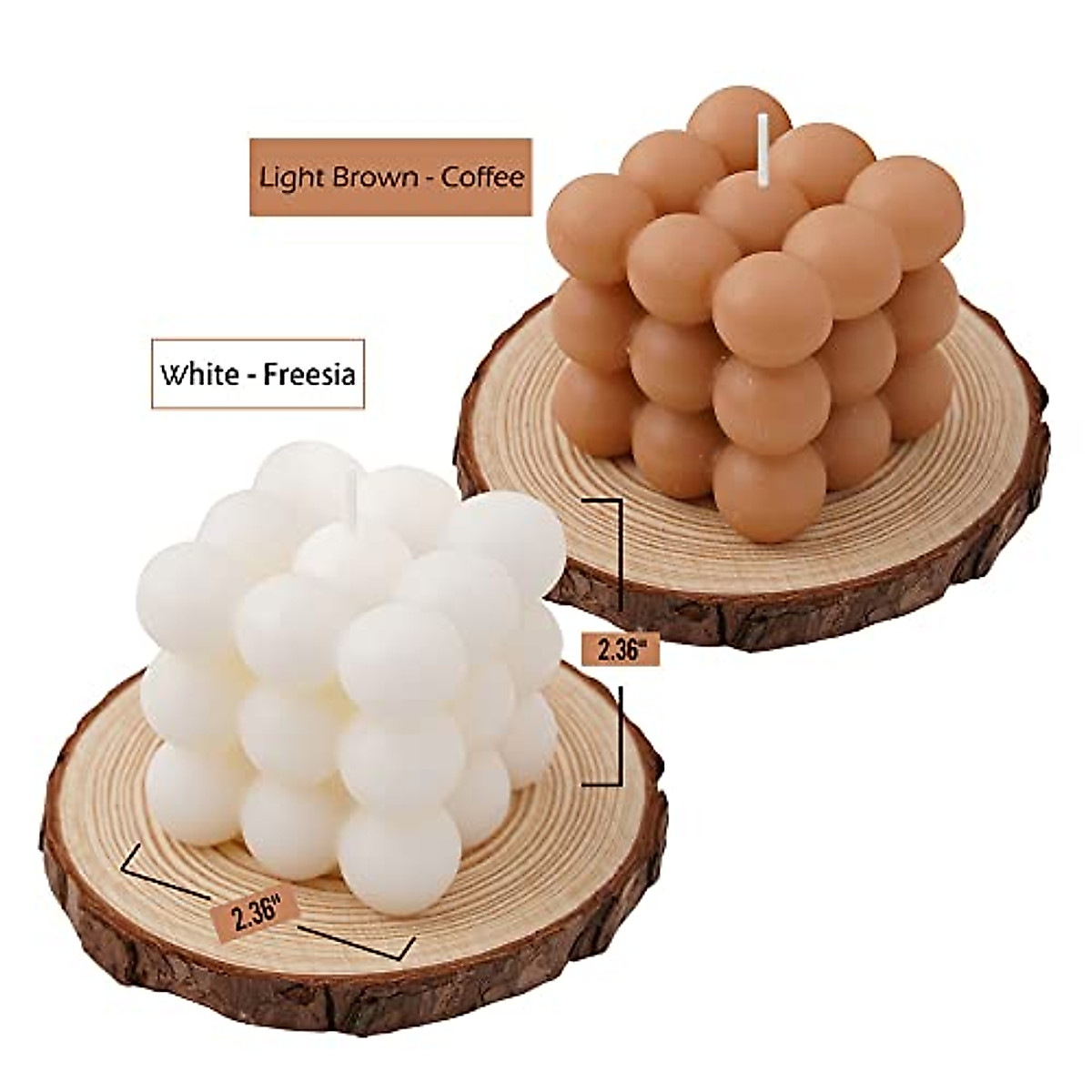 Bubble Candles Light Brown White Coffee Scented for Men & Women, Soy Cube Cute Shaped Small Bubble Candles Trendy Funny Cool Square Candle Aesthetic Shelf Coffee Table Decor