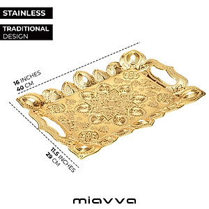 Serving Tray, Vintage Serving Metal Tray for 6 People (Premium Gold)