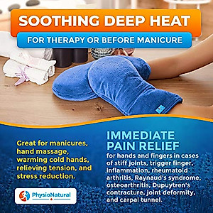 Microwavable Therapy Mittens with Flaxseed – Moist Heat Therapy Relief for Hands and Fingers in Cases of Stiff Joints, Trigger Finger, Inflammation, Raynaud's, Carpal Tunnel – Natural Unscented Gloves