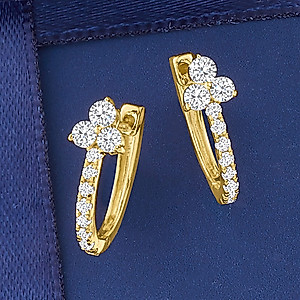 Ross-Simons 0.50 ct. t.w. Diamond Trio Huggie Hoop Earrings in 14kt Yellow Gold