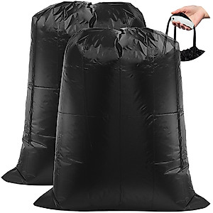 ADVcer 2pack Extra Large Laundry Bag 55x43.3" + Silicone Tote Handle, Heavy Duty Oxford Dirty Clothes Travel Drawstring Bags Storage Sack, Easy fit Laundry Hamper and Basket (Machine Washable, Black)