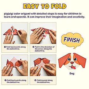 pigipigi Craft Origami Paper for Kids - 208 Sheets Vivid Colorful Folding Papers 54 Patterns Art Projects Kit for 5 6 7 8 9 10 11 12 Years Old Girl Boy Teen Birthday Gift Preschool Educational Toy