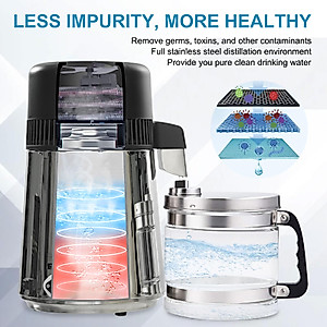 DC HOUSE 1Water Distiller, 304 Stainless Steel Home Countertop Distiller Water Machine, Distilled Water Maker, Distill Distilling Water Purifier Distillers to Make Clean Water