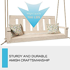 Porchgate Amish Heavy Duty 700 Lb Ardmore Porch Swing W/Ropes (5 Foot, Unfinished)