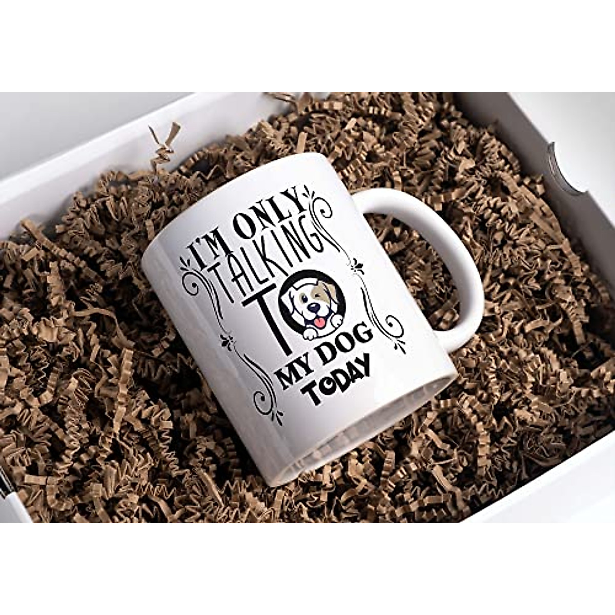 I'm only talking to my dog today, Coffee Mug For Dog Lovers, Dog Mom, Dog Dad, Funny Dog, Fun Novelty Gift for Women, a Vet or Dog Walker, Ceramic, 11OZ
