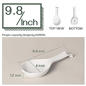 DOWAN 9.5" Ceramic Spoon Rest, White Spoon Rest for Stove Top, Spoon Holder for Stove Top, Kitchen Spoon Holder for Countertop, Set of 1