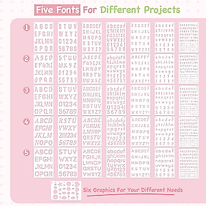 1/4, 1/2, 3/4, 1, 5/4 Inch Letter Stencils for Painting – 36 PCS (5.1 X 7.9 Inch) Plastic Stencils for Crafts Reusable - Small Number and Alphabet Stencils