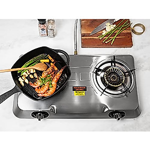 XtremepowerUS Double Burner Stove Auto Ignition Cooktop Outdoor Propane Tank Camp Stove Propane Burner Portable Stove Burner