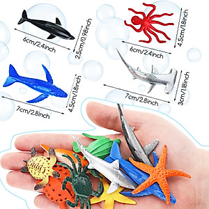 72 Packs Ocean Sea Animal Toys Safari Animals Figures Toys Small Assorted Sea Creatures Wild Land Animals Figurines Mini Realistic Plastic Bath Water Toys for Kids Party Supplies (Ocean Animals)