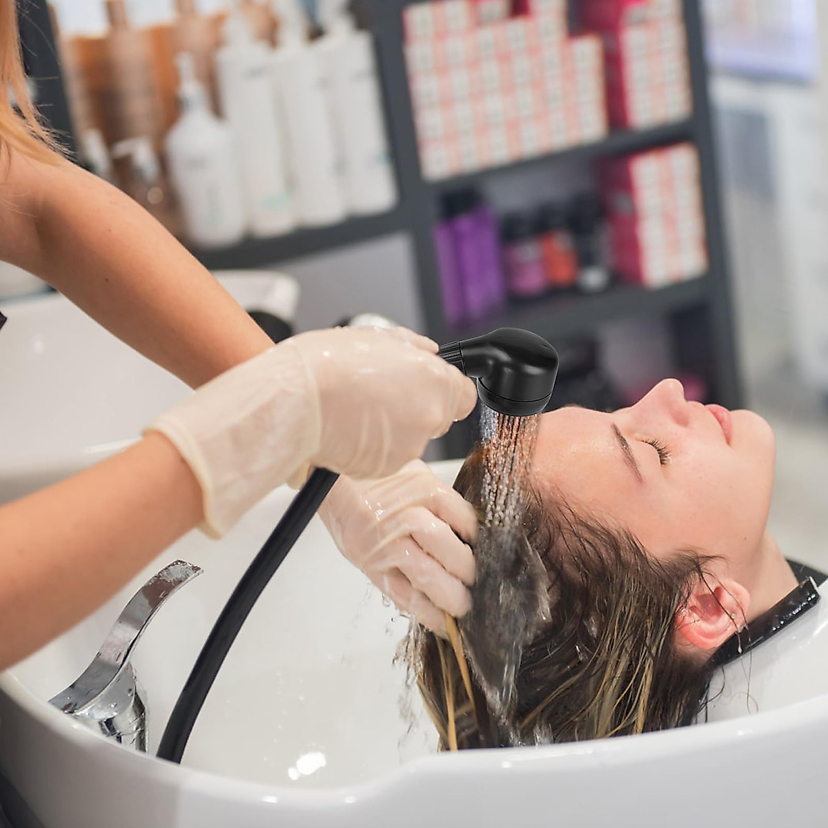 LukLoy Brass Salon Shampoo Bowl Faucet and Sprayer Kit for Shampoo Bed Bowl or Backwash Unit with 3/8 to 1/2 NPT Reducer Adapter