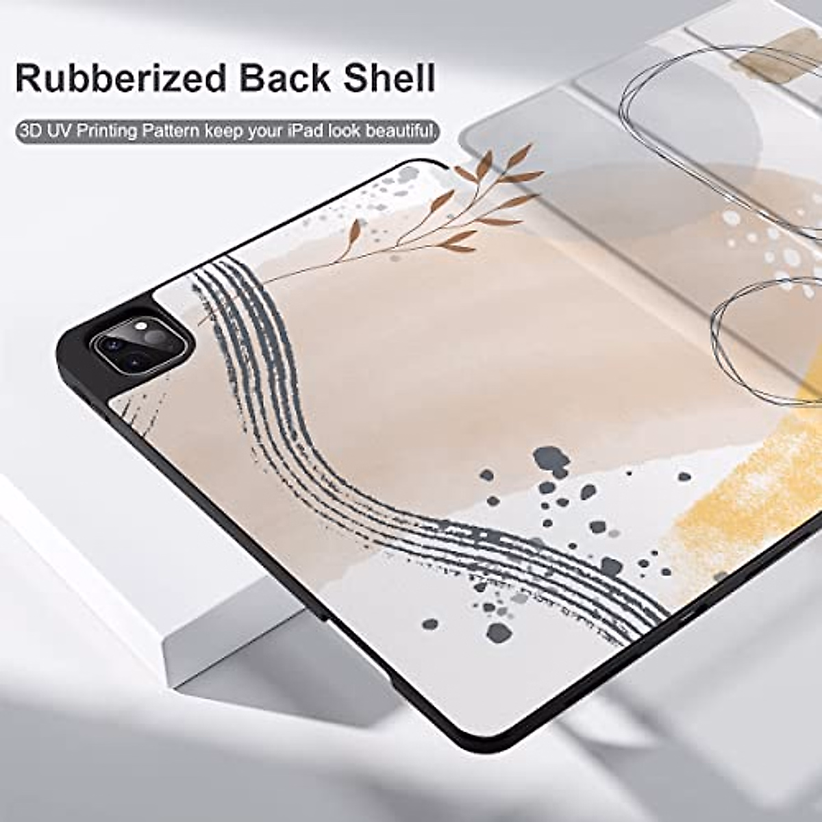 DONGKE for iPad Pro 11 Case 2022 2021 2020 with Pencil Holder, Slim Lightweight Full Body Protective Rugged Shockproof Auto Wake/Sleep Stand Cover Support 2nd Gen Pencil Charging, Abstract Doodle