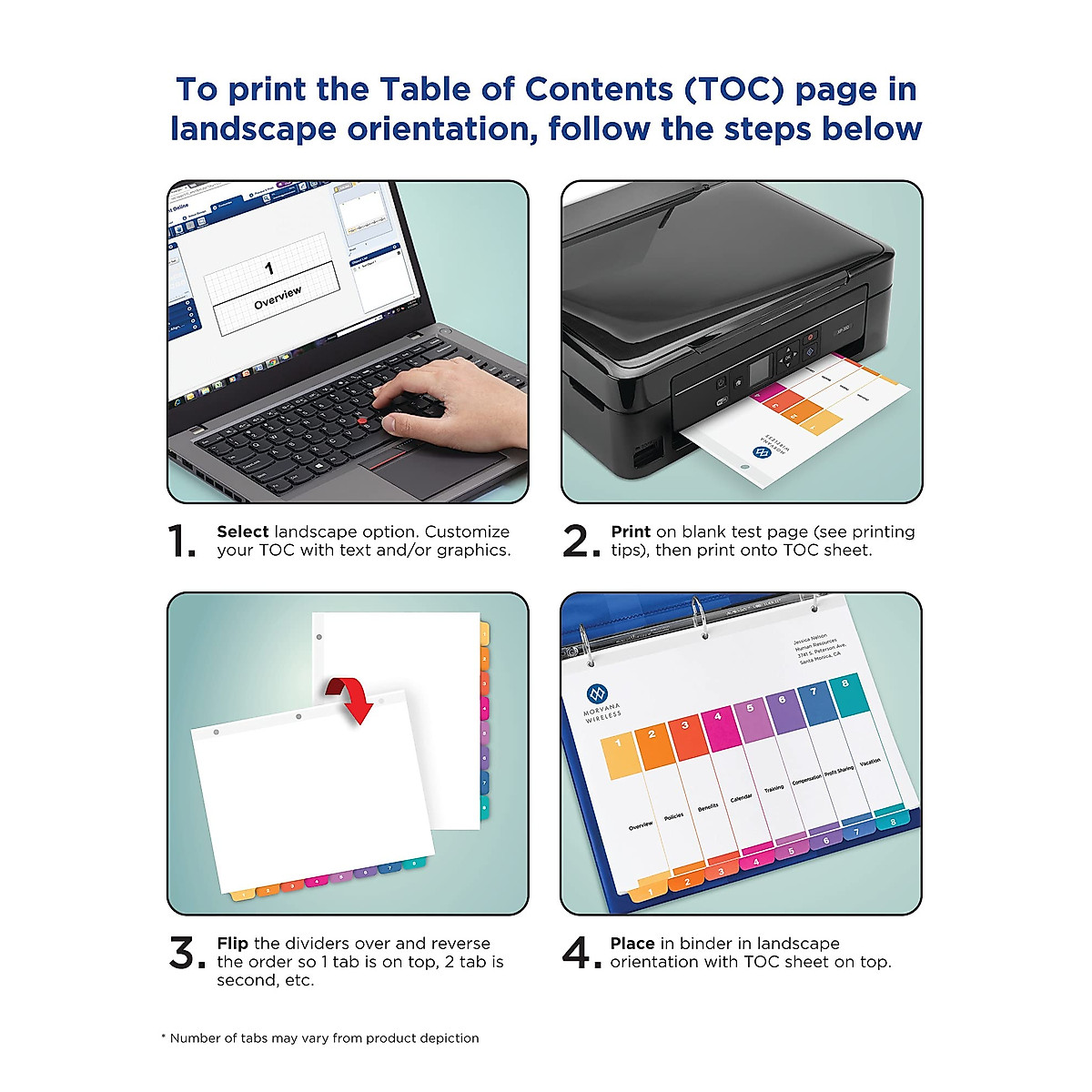 Avery Jan-Dec 12 Tab Dividers for 3 Ring Binders, Customizable Table of Contents, Multicolor Tabs, 1 Set (11127)