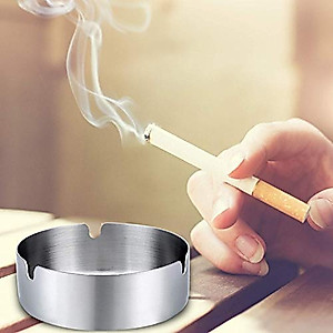Pack of 3 Cigar Ashtray Tabletop Round Stainless Steel Ash Tray Suitable for Cigarette Ash Holder for Home