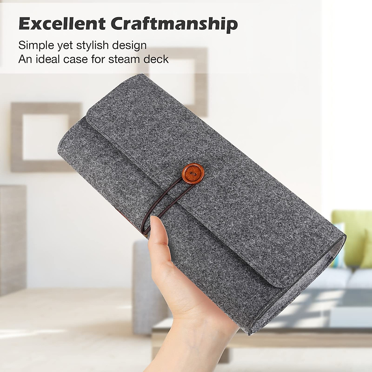 ProCase Felt Pouch Sleeve for Steam Deck, Portable Travel Storage Bag Ultra Slim Carrying Case Cover for Valve Steam Deck 2021 Release –Black