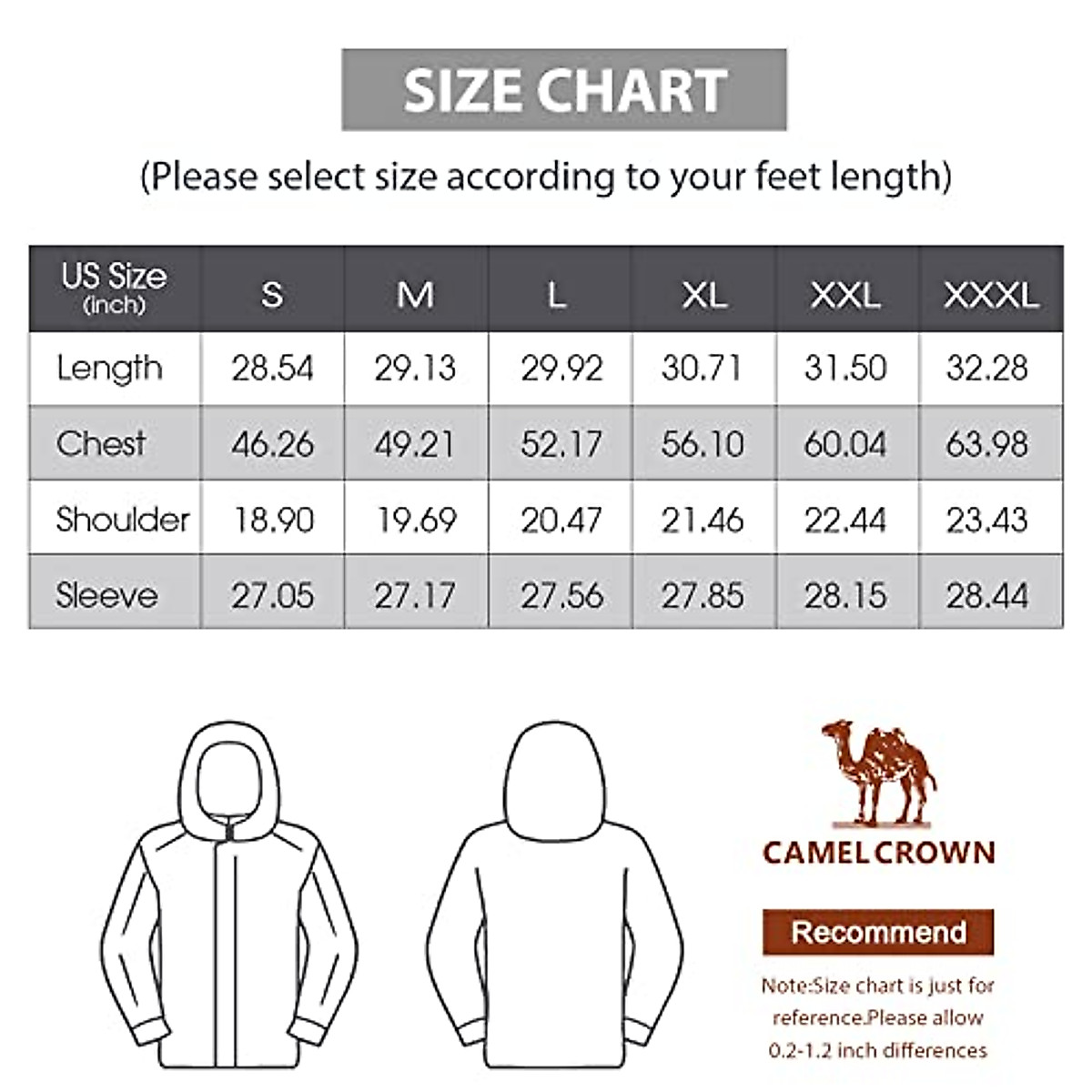 CAMEL CROWN Men's Mountain Waterproof Ski Jackets Warm Winter Snow Coat with Detachable Hood Windproof Rain Jacket