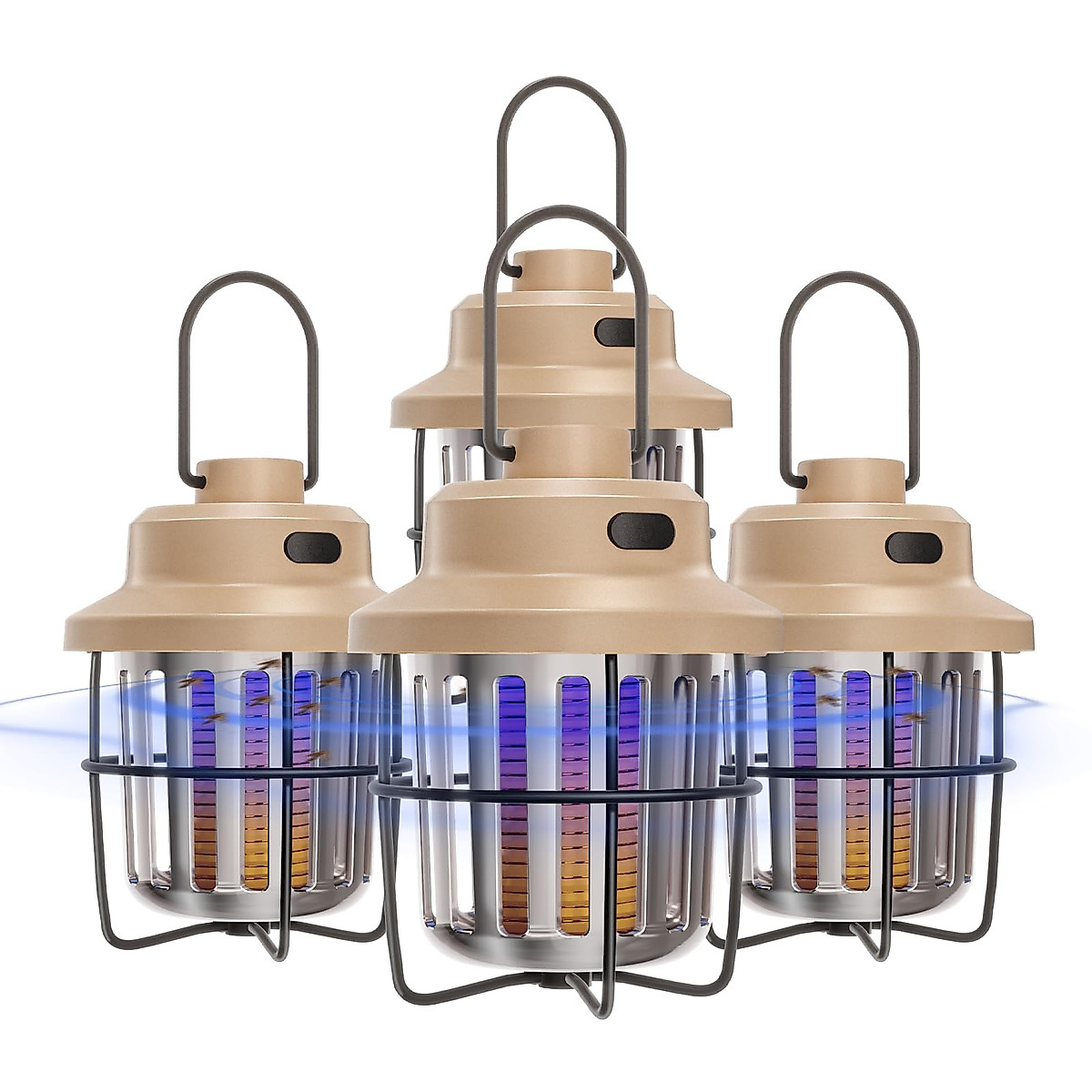 vertmuro Bug Zapper Outdoor Camping Lamp Mosquito Repellent, Versatile Portable & Rechargeable Flying Insect Killer Lantern, Outdoor Mosquito Zapper for RVs, Camping, Home, Patio, 4pc