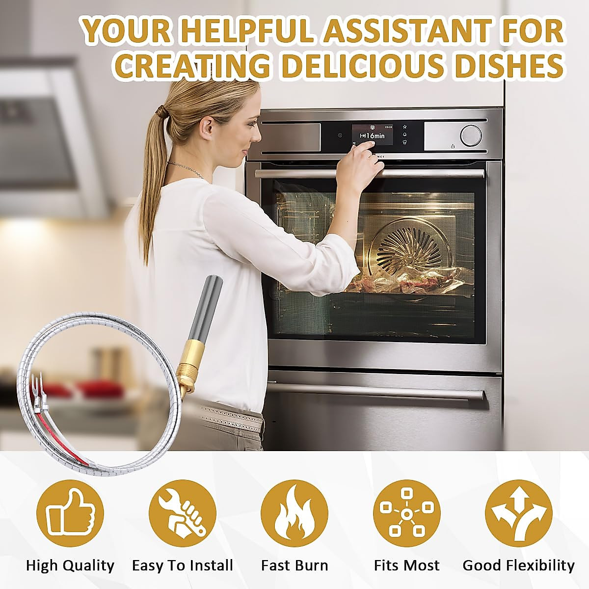 24" 750mv Thermopile Generators 750 Millivolt Thermopile Replacement Part Number R1054,1950-001,071515,53374,7533113 for Gas FirePlace/Water Heater/Gas Fryer Cluster Thermocouple,Stove Accessories