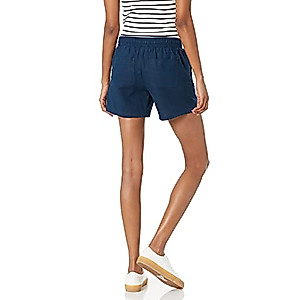 Amazon Essentials Women's 5" Inseam Drawstring Linen Blend Short (Available in Plus Size), Dark Blue, Medium