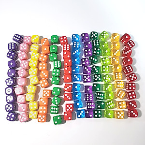 120 Pieces 6 Sided Dice Set Translucent & Solid Games Dice Set, Colored Dice with Free a Black Velvet Pouches for Playing Games, Like Board Games, Dice Games, Math Games, Party Favors and More (16 mm)