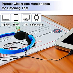 30 Pack Class Set Headphones for Kids School Earphones over Head Bulk Colored Classroom Headphones on Ear Earbuds Adjustable with 3.5 mm Jack for Libraries Students Teens Adults (Bright Color)