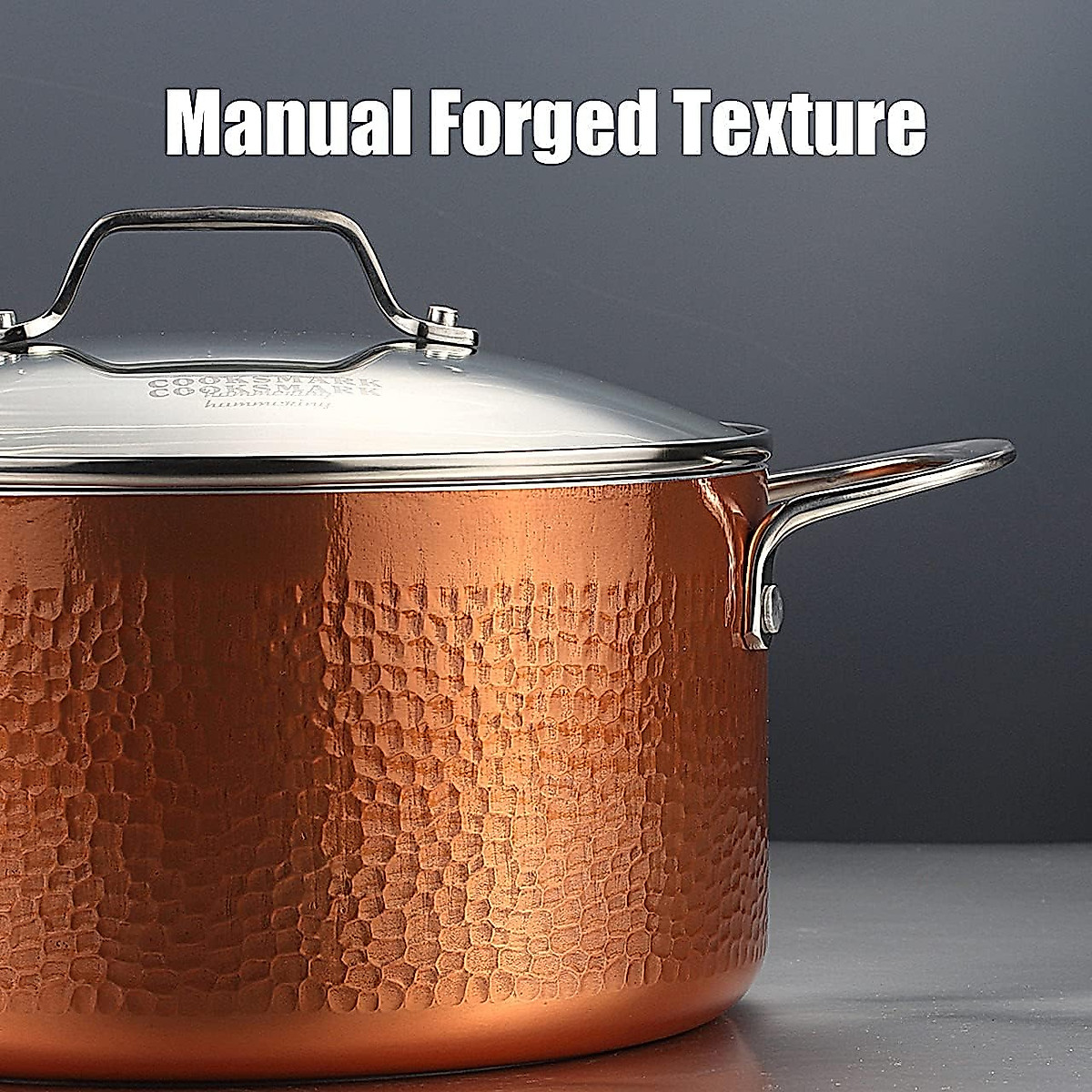 All in One Pan 10pcs Hammered Copper Pots and Pans Set Nonstick Cookware Set with Lids, Kitchen Cookware Set For All Stovetops, Induction Pot and Pan Set Dishwasher/Oven Safe, 100% Non Toxic