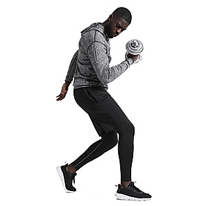 BUYJYA 5Pcs Men's Compression Pants Shirt Top Long Sleeve Jacket Athletic Sets Gym Clothing Mens Workout Valentine's Day gift Gray