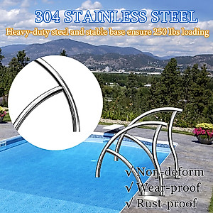 KODOM Pool Handrails 32x22.5 Pool Railing 304 Stainless Steel Rustproof Swimming Pool Safety Stairs Humanized Handle Pool Rails 250LBS Load Capacity for SPA&Inground Pools