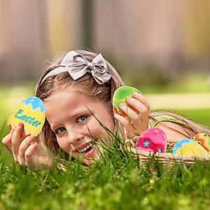 6 Pcs Easter Plush Stuffed Egg Toys Easter Basket Stuffers Plushies Playset Easter Party Favors Decorations for Kids, 3 Designs