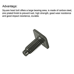 uxcell Square Head Bolt, 10pcs M6x15mm Fully Thread Carbon Steel Grade 8.8 Square Machine Screws