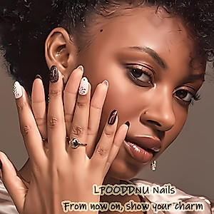 White French Tip Press on Nails Almond Shape Fake Nails Nude Medium False Nails Acrylic Artificial Nails Simple Glue on Nails Finger Decorations for Women 24Pcs