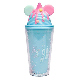 Siesta Drinkware - 16oz Kids Cookie Ice Cream Plastic Bottle - Cold Beverages ONLY- Eco-friendly - 100% Food Grade Silicone - BPA Free (Blue)