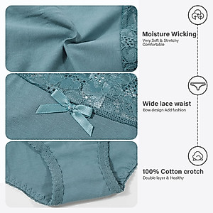 BIONEK Womens Underwear Cheeky Cotton,Bikini Panties Hipster Briefs Lace Soft Breathable 3/4/6 Pack S-XL