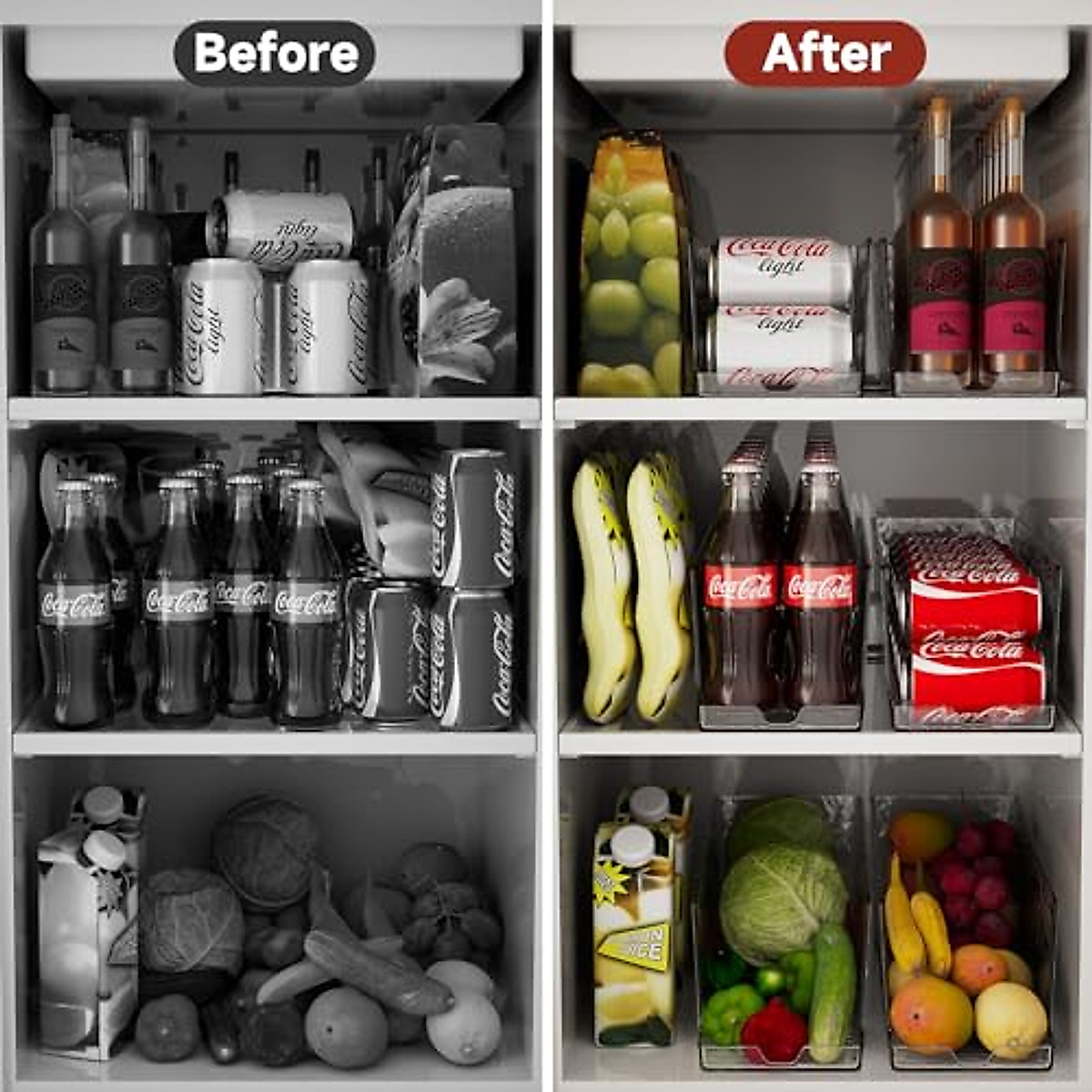 TCHCWYS 4 Pack Stackable Soda Can Organizer with Lids, Refrigerator Organizer Bins, Can Holder Dispenser for Refrigerator, Pantry, and Cabinets, BPA-Free, Holds 12 Cans Each (4)