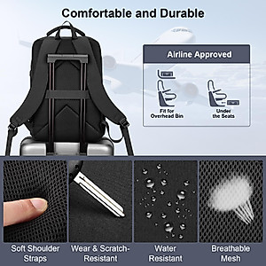 HOMIEE 17 Inch Laptop Backpack Slim Durable Business Computer Travel Backpack with USB Charging Port, Lightweight Casual Daypack for College Work Office Men Women, Black