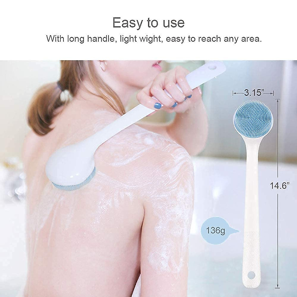 V-TOP 6 Pack Toothbrush Covers + Silcone Back Brush with Long Handle (Blue)