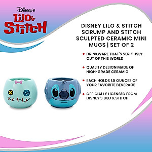 Disney Lilo & Stitch Scrump and Stitch Sculpted Ceramic Mini Mugs | Set of 2