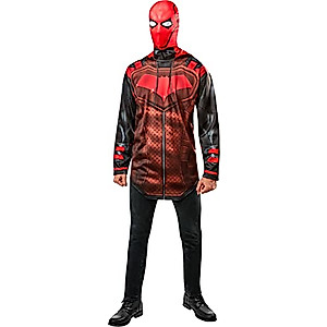 Rubies Men's DC Gotham Knights Red Hood Costume Top, As Shown, Medium
