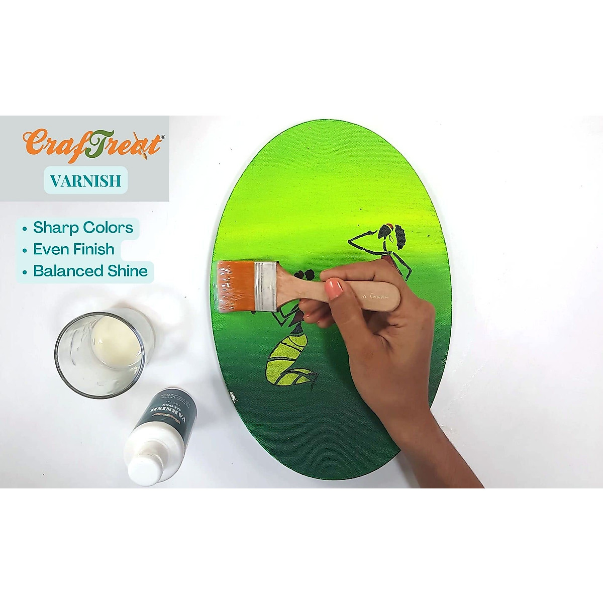 CrafTreat Gloss Varnish for Acrylic Painting - Acrylic Varnish for Paintings 120 ml, Clear Acrylic Gloss Varnish for Oil Painting, Canvas, Wood