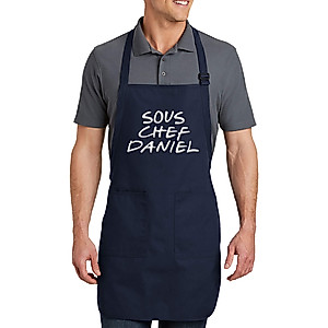 TEEAMORE Personalized Embroidered Aprons for Women Men Add Your Text Chef Kitchen Grill Custom Apron