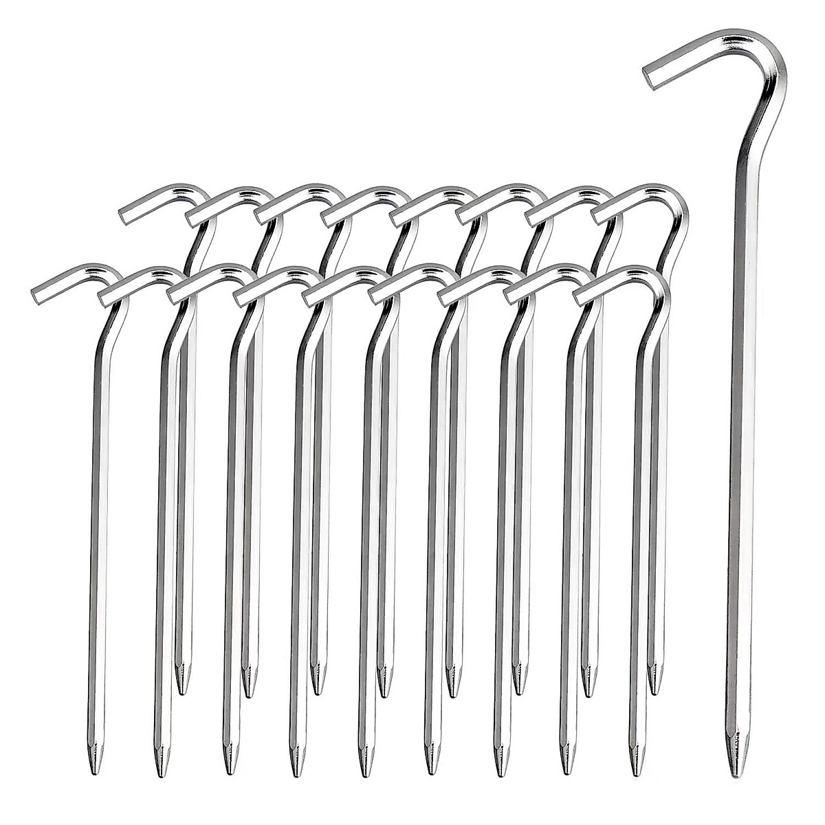 Tent Pegs - 18Pcs Aluminium Tent Stakes Pegs with Hook - 7’’ Hexagon Rod Stakes Nail Spike Garden Stakes Camping Pegs for Pitching Camping Tent, Canopies