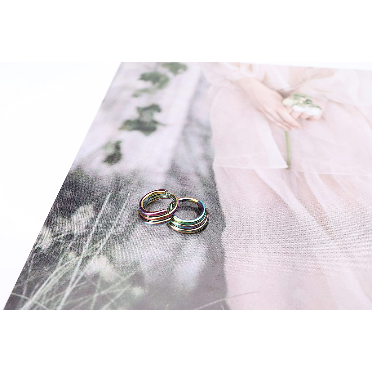 JINSAWW 2Pcs 16G Triple Stacked Septum Clicker Ring Surgical Steel Hinge Nose Rings Clicker Daith Helix Earring Piercing Jewelry